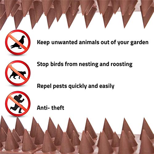 Defender Spikes, Cat and Bird Fence Spikes 20 Feet, Plastic Deterrent Anti Theft Climb Strips to Keep Racoons Away