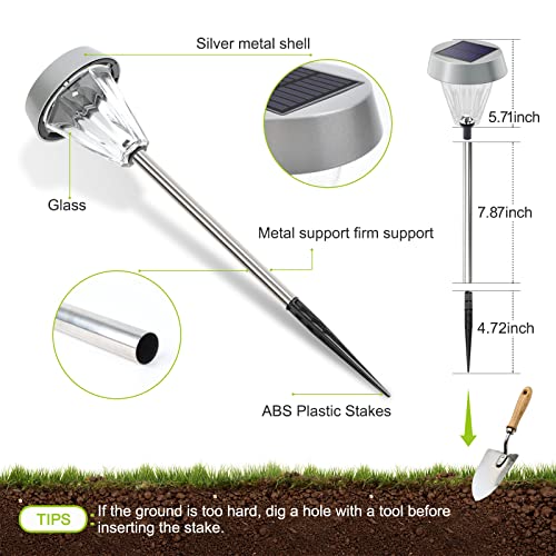 Aulanto Solar Pathway Lights Outdoot 6Pack, 7colors 40LUM Solar Pathway Lights Bright,Metal Garden Lights Solar Powered Waterproof for Pathway Yard Lawn Walkway
