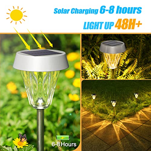Aulanto Solar Pathway Lights Outdoot 6Pack, 7colors 40LUM Solar Pathway Lights Bright,Metal Garden Lights Solar Powered Waterproof for Pathway Yard Lawn Walkway