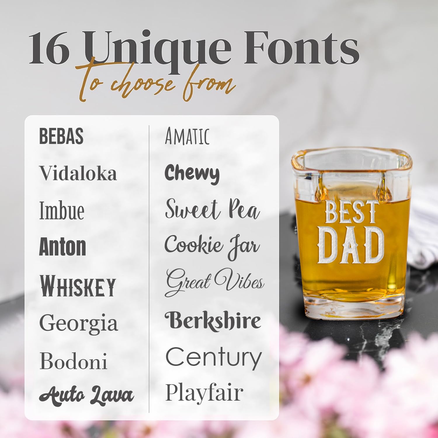 Custom Text Shot Glass 3oz – Personalized, Engraved Shot Glasses Set For Party Favors, Weddings, Christmas and Birthdays (6 Pack)