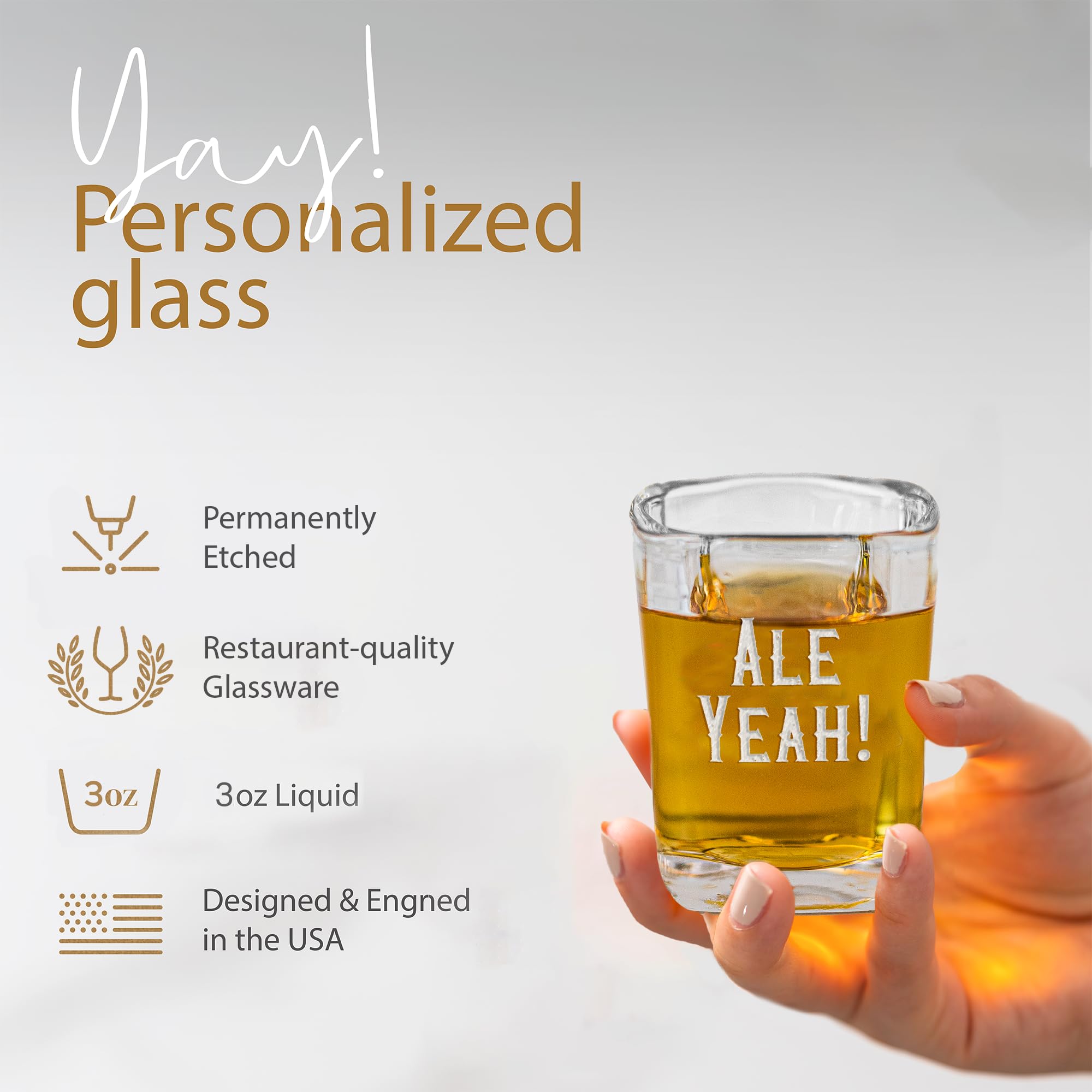 Custom Text Shot Glass 3oz – Personalized, Engraved Shot Glasses Set For Party Favors, Weddings, Christmas and Birthdays (6 Pack)