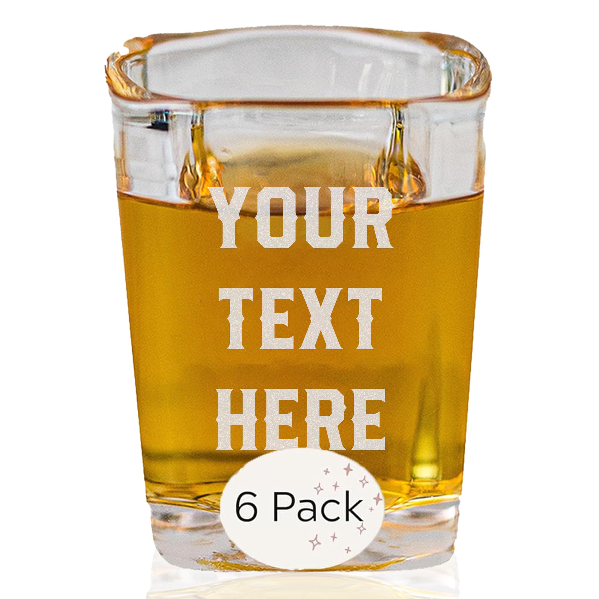 Custom Text Shot Glass 3oz – Personalized, Engraved Shot Glasses Set For Party Favors, Weddings, Christmas and Birthdays (6 Pack)