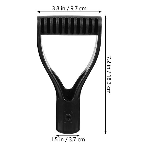 Cabilock 2pcs D Shaped Plastic Grip Snow Shovel Handle Replacement Spades Forks Garden Snow Removal Spade Snow Scoop Digging Raking Tools Hand Protect Black