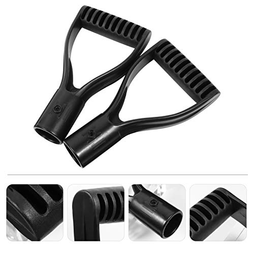Cabilock 2pcs D Shaped Plastic Grip Snow Shovel Handle Replacement Spades Forks Garden Snow Removal Spade Snow Scoop Digging Raking Tools Hand Protect Black