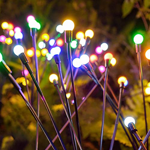 Solar Firefly Lights, Starburst Swaying Light,OutdWaterproof Solar Garden Light,Color Changing RGB 8 LED Lights for Pathway, Landscape, Yard, Patio, Garden Decor (2 Pack)