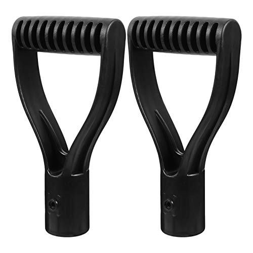 Cabilock 2pcs D Shaped Plastic Grip Snow Shovel Handle Replacement Spades Forks Garden Snow Removal Spade Snow Scoop Digging Raking Tools Hand Protect Black