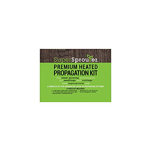 Super Sprouter Premium Heated Propagation Kit for Starting Seeds or Cuttings, Includes Heat Mat, Tray, Grow Light, and More