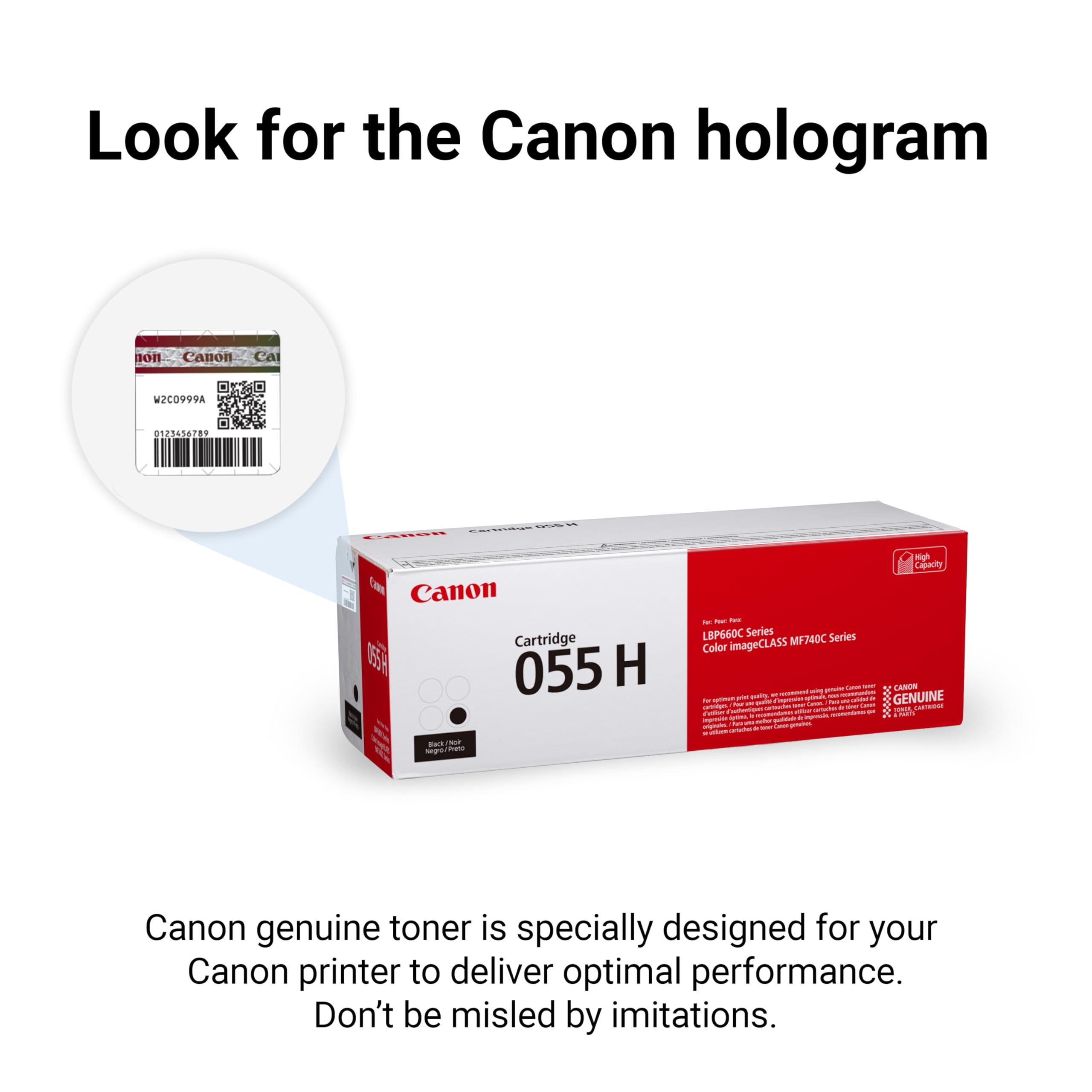 Canon Genuine Toner, Cartridge 055 Black, High Capacity (3020C001) 1 Pack, for Canon Color imageCLASS MF741Cdw, MF743Cdw, MF745Cdw, MF746Cdw, LBP664Cdw Laser Printer