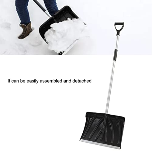 Garden Snow Shovel, Detachable Large Capacity Anti Slip Foam 17.7in Width Wide Snow Shovel D Shaped Handle Widely Used Sturdy Durable for Outdoor