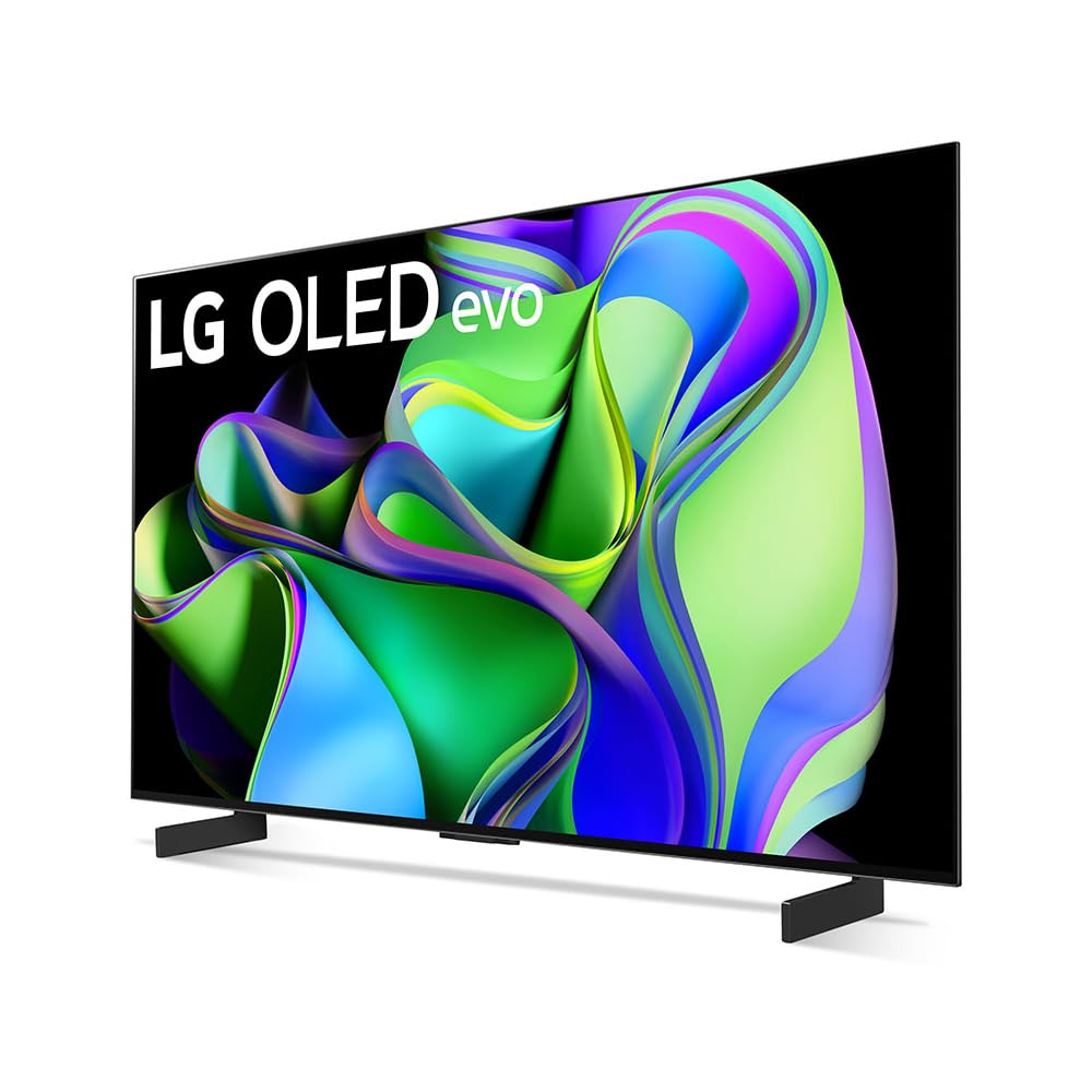 LG OLED55C3PUA OLED evo C3 55 Inch HDR 4K Smart OLED TV 2023 (Renewed) Bundle with Monster TV Full Motion Wall Mount for 32-70 inch with 6 Piece Sound Reactive Lighting Kit
