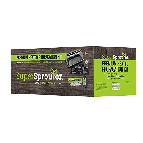 Super Sprouter Premium Heated Propagation Kit for Starting Seeds or Cuttings, Includes Heat Mat, Tray, Grow Light, and More