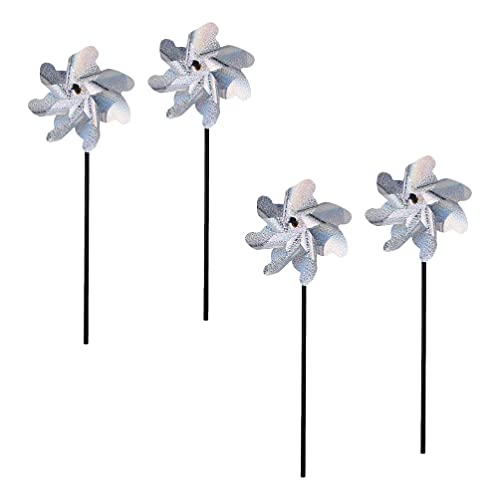 generic 4pcs Reflective Pinwheels Birds Deterrent Bird Devices Bird Windmill High Reflection Pinwheels Bird to Keep Bird, Pigeons, Seagulls Away Garden