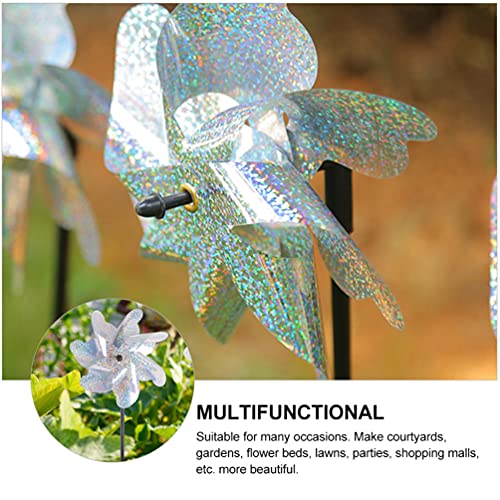 generic 4pcs Reflective Pinwheels Birds Deterrent Bird Devices Bird Windmill High Reflection Pinwheels Bird to Keep Bird, Pigeons, Seagulls Away Garden