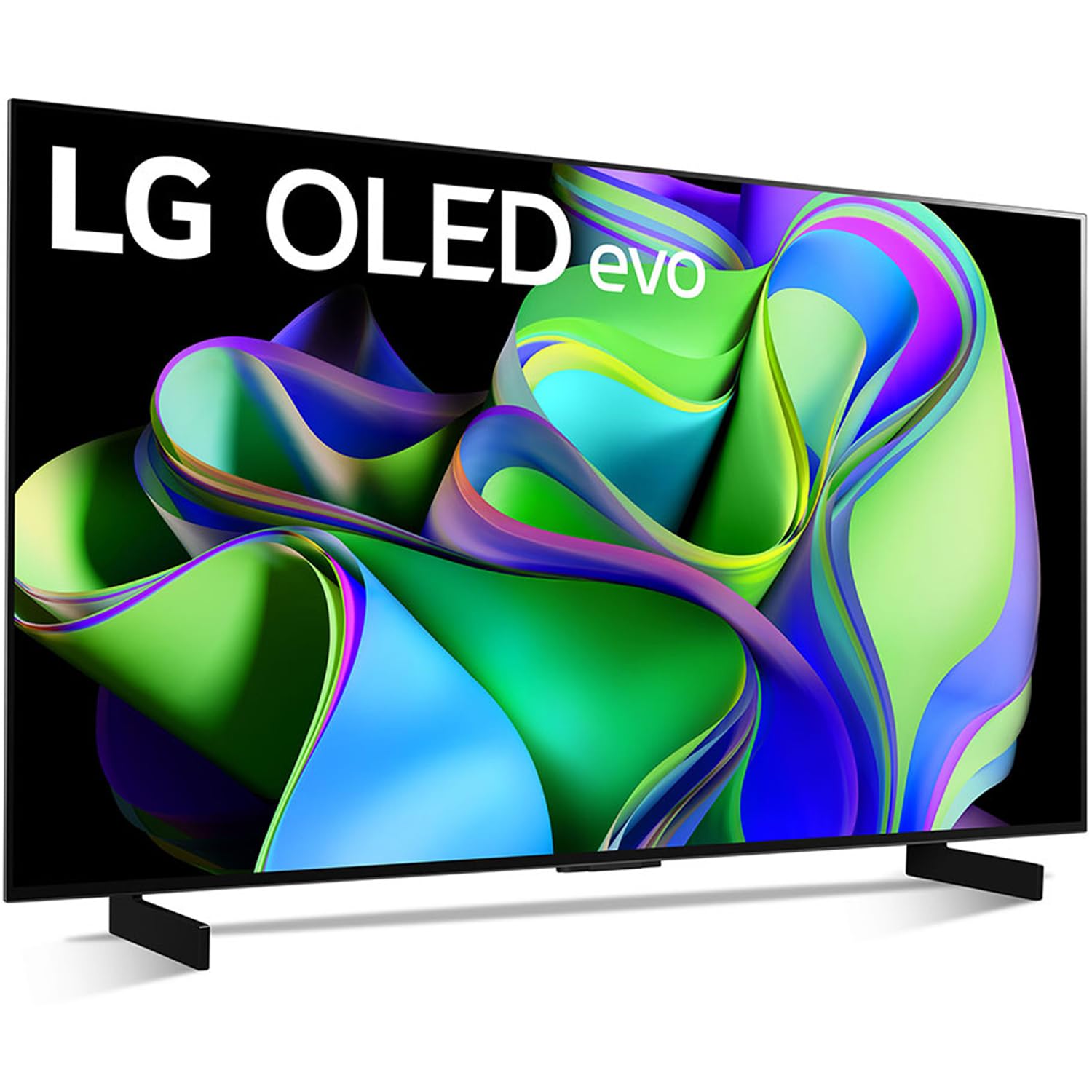 LG OLED55C3PUA OLED evo C3 55 Inch HDR 4K Smart OLED TV 2023 (Renewed) Bundle with Monster TV Full Motion Wall Mount for 32-70 inch with 6 Piece Sound Reactive Lighting Kit