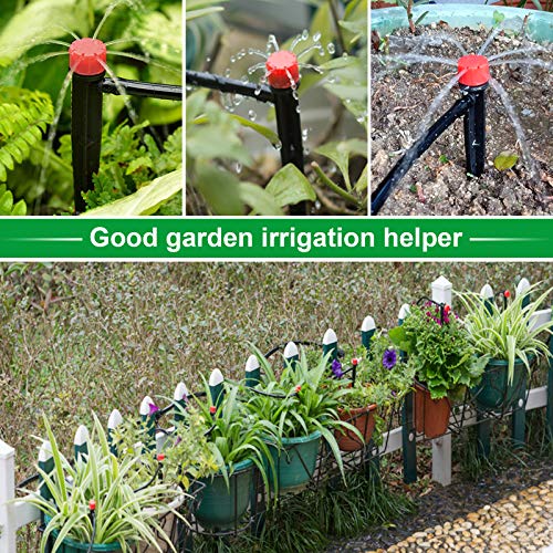 Kalolary Irrigation Dripper Drip Emitter, 20PCS Micro Spray Adjustable 360 Degree 8 Holes Full Circle Water Flow Irrigation Dripper Micro Sprinkler Drip System Parts for Garden Lawn Flower Bed(13.2cm)