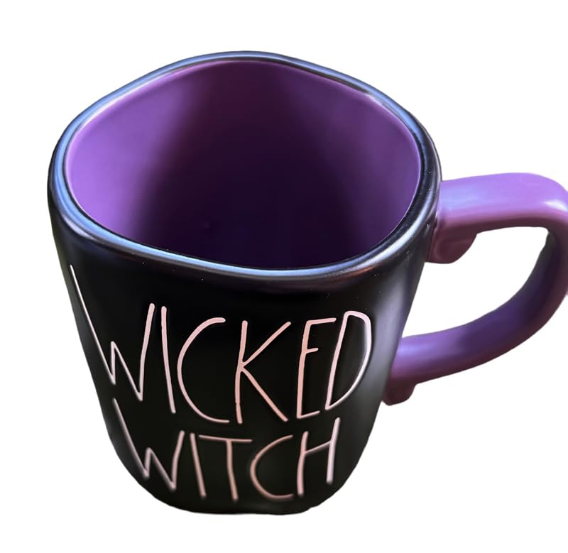 Rae Dunn Halloween Wicked Witch Mug, Black with Purple Interior