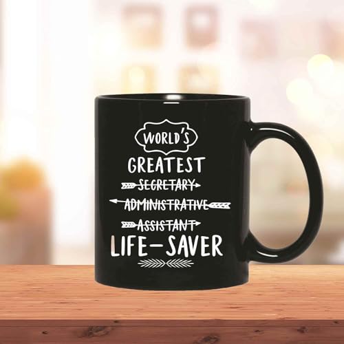 Inspirational Gift World's Greatest Secretary Appreciation Gift - Unique Idea For Spouse Or Partner - 11oz 15oz Black Coffee Mug