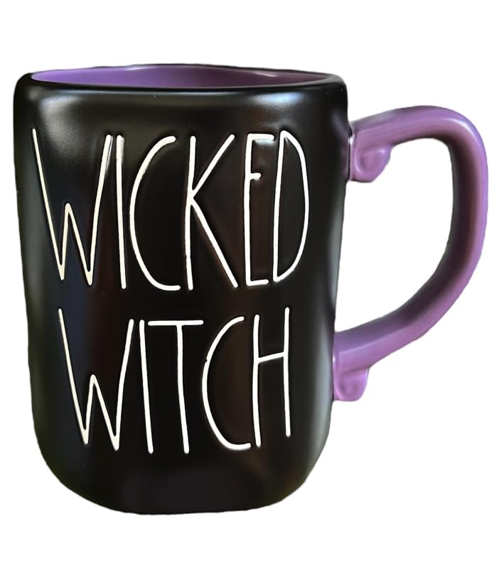 Rae Dunn Halloween Wicked Witch Mug, Black with Purple Interior