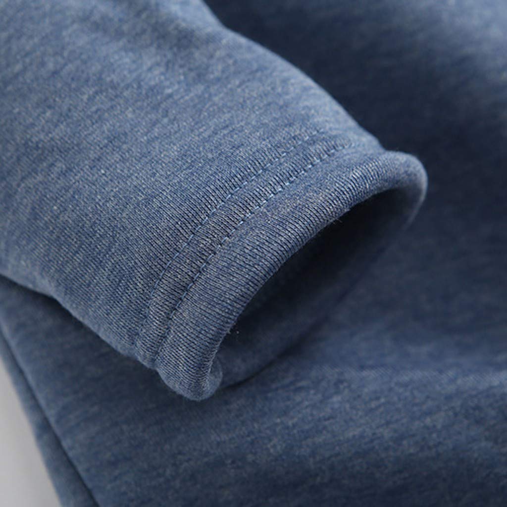 Women 2023 Fleece Lined Shirts Casual Long Sleeve Sherpa Warm Tops Round Neck Plus Size Solid Comfort Underwear Blue XL