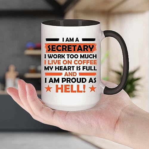 Novelty Gift Secretary Gift For Office Professionals, Retirement Present For Father - Caffeine Quote On 11oz 15oz Inner Color Accent Mug