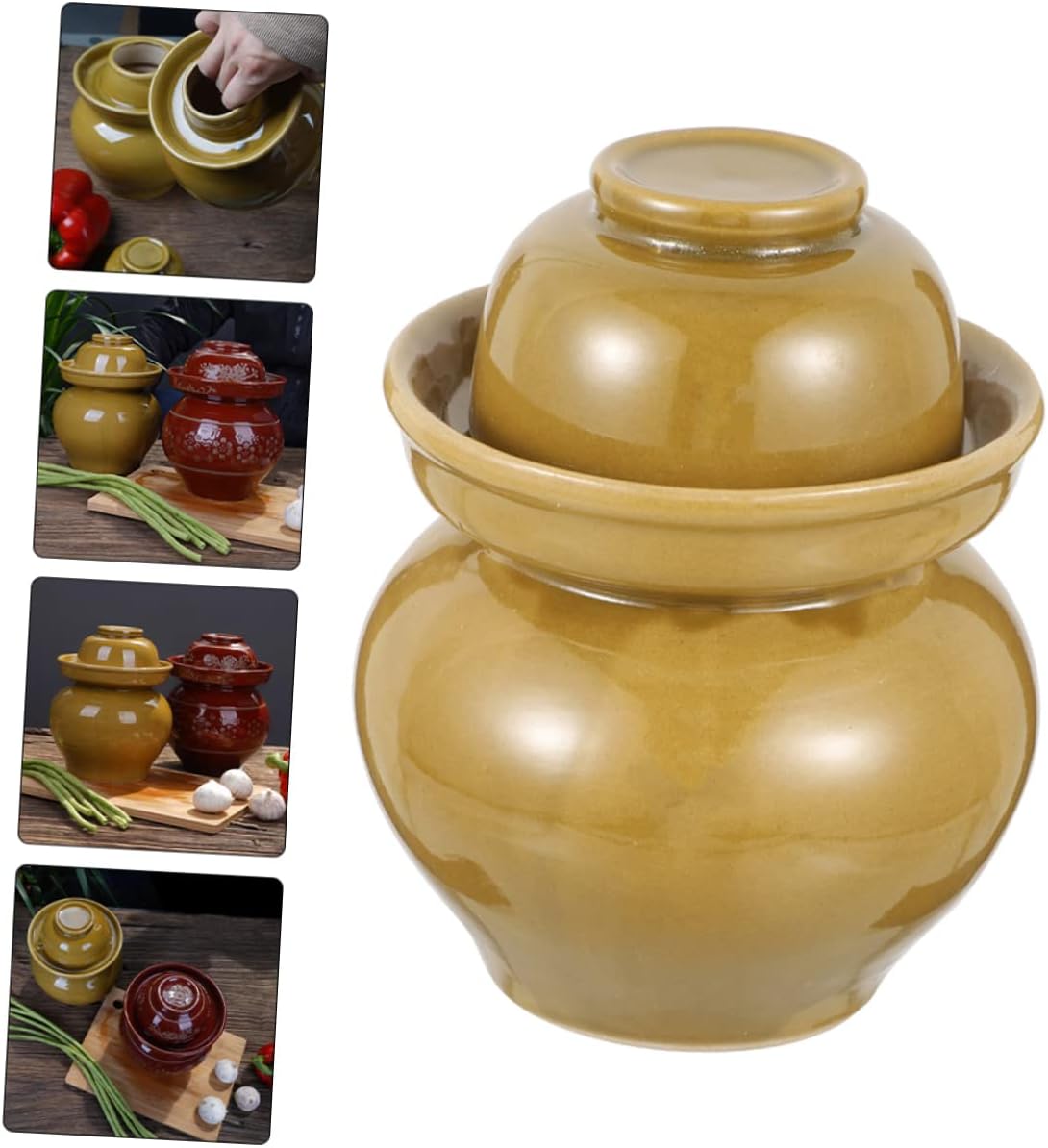 OUSIKA for Container Sealing Chinese Storage Canister Water Vegetables Cansiter with Pickled Egg Jars Sauerkraut Duck Tradition Bottle Crock Capacity Paocai Foods Pickle Jars