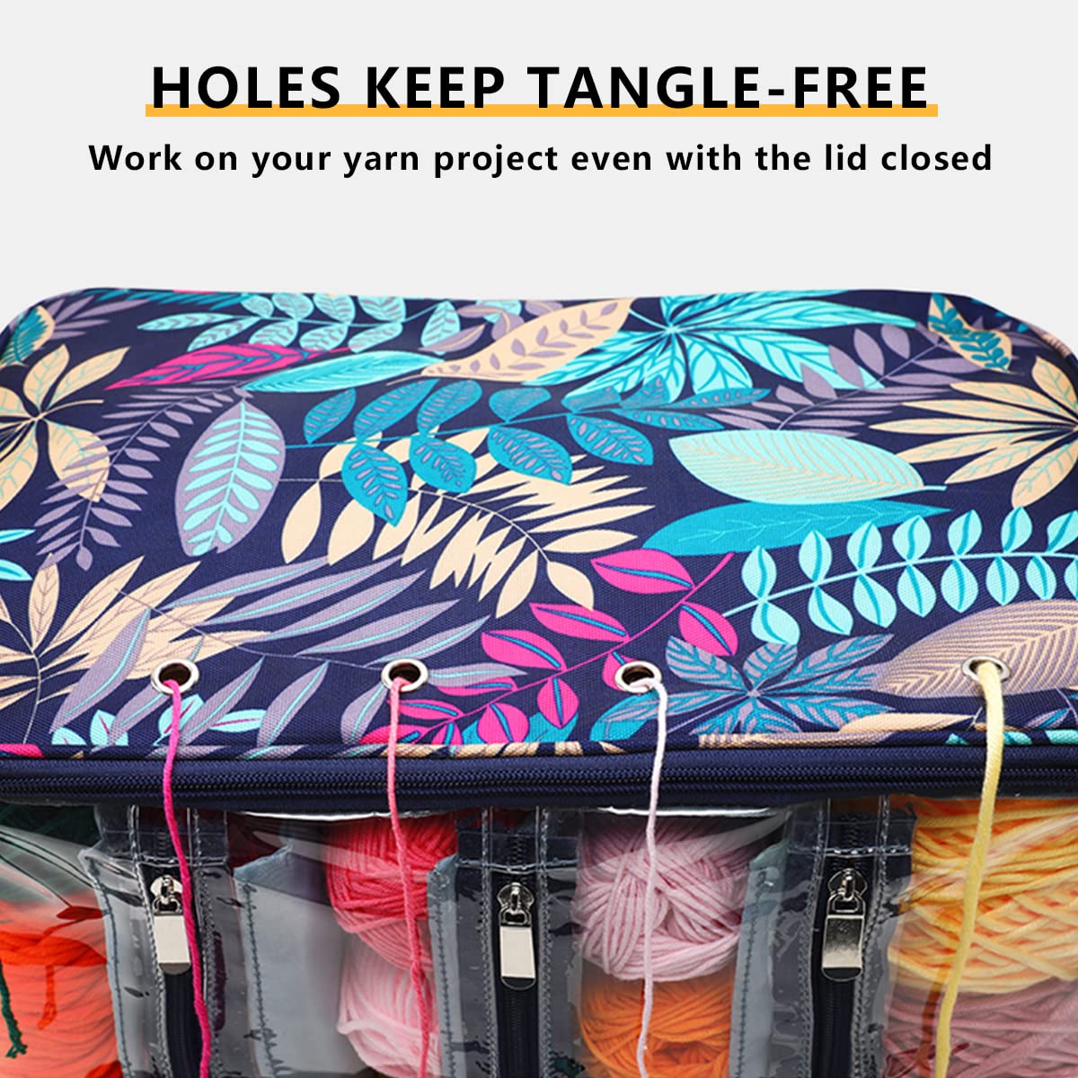 LOOEN Crochet Bag - Mother's Day Gift - Tangle Free Yarn Bag Yarn Storage with Inner Divider, Large Organizer for Crochet Hooks, Knitting Needles Yarn Skeins, Craft Bag Organizer Tote