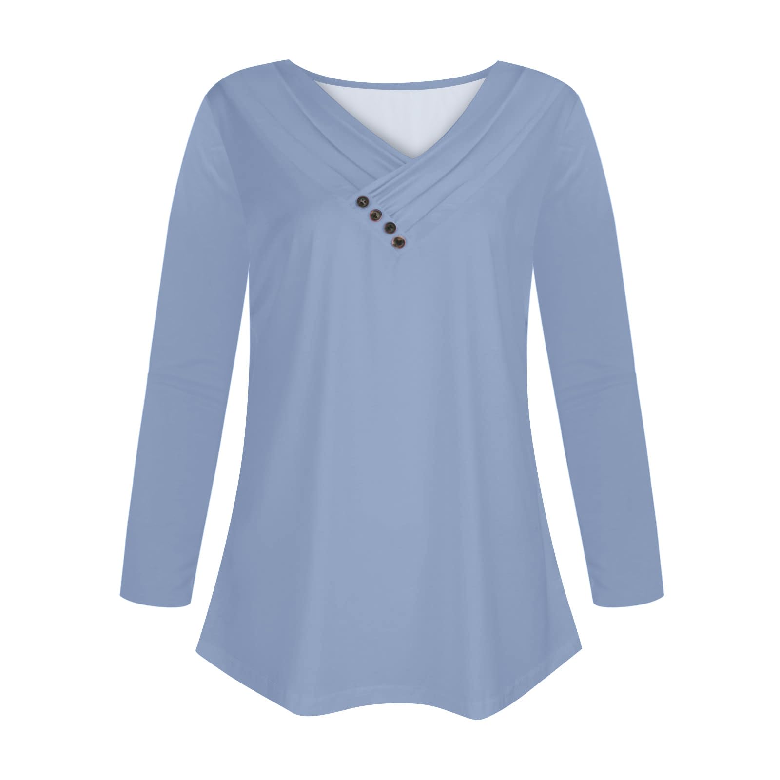long sleeve tops for women Womens Long Sleeve Tops Fall 2023 V Neck Long Sleeve Blouses Loose Fit Button Solid Casual Tees Clothes prime big deal days early my recent orders placed by me 2023