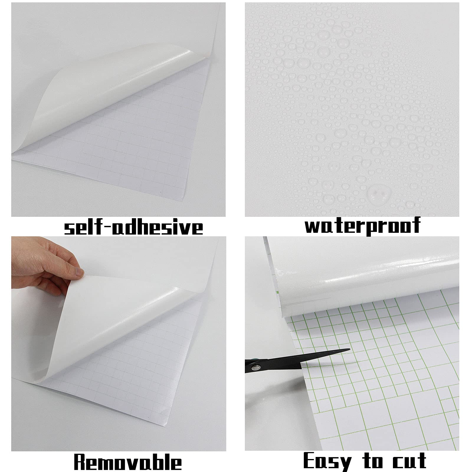 White Contact Paper Decorative for Cabinets Countertops Kitchen Shelves Liner Glossy Glitter Self Adhesive Film Peel and Stick Waterproof Removable Wallpaper(15.7in196.8in)