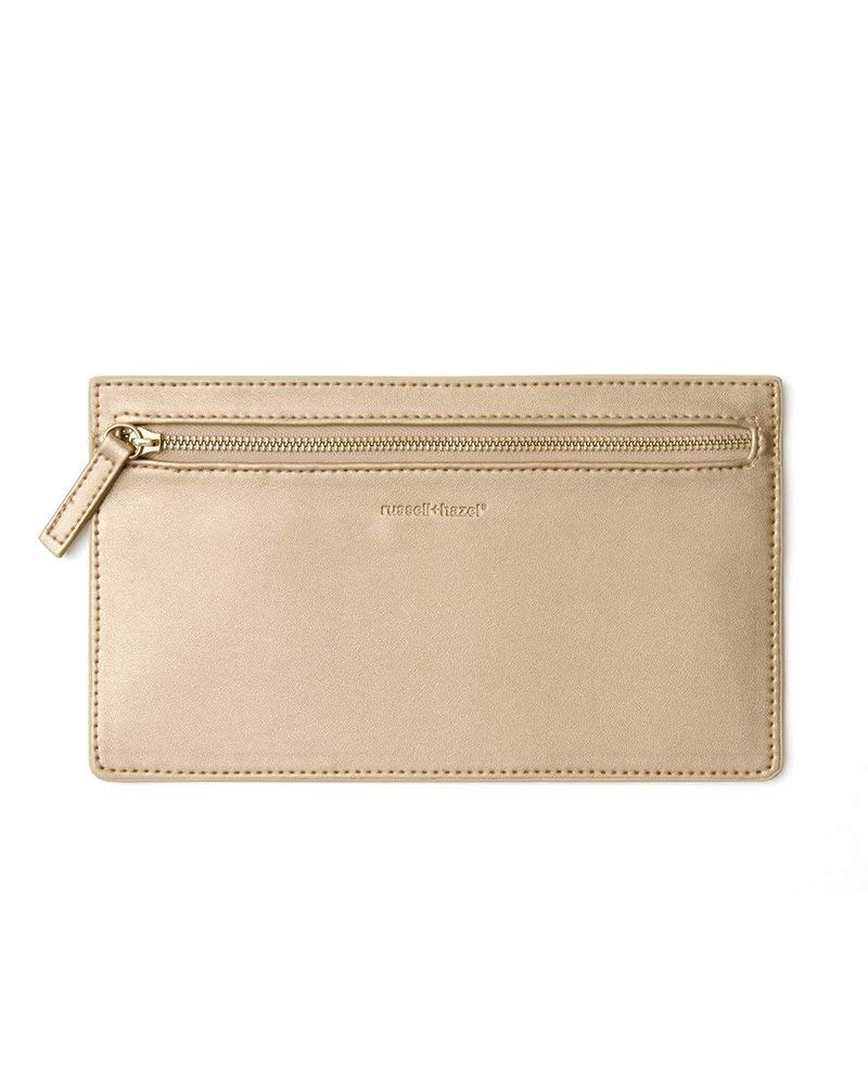 RUSSELL+HAZEL Vegan Leather Mini Pencil Case, Gold, 5" x 8.5" (28788)