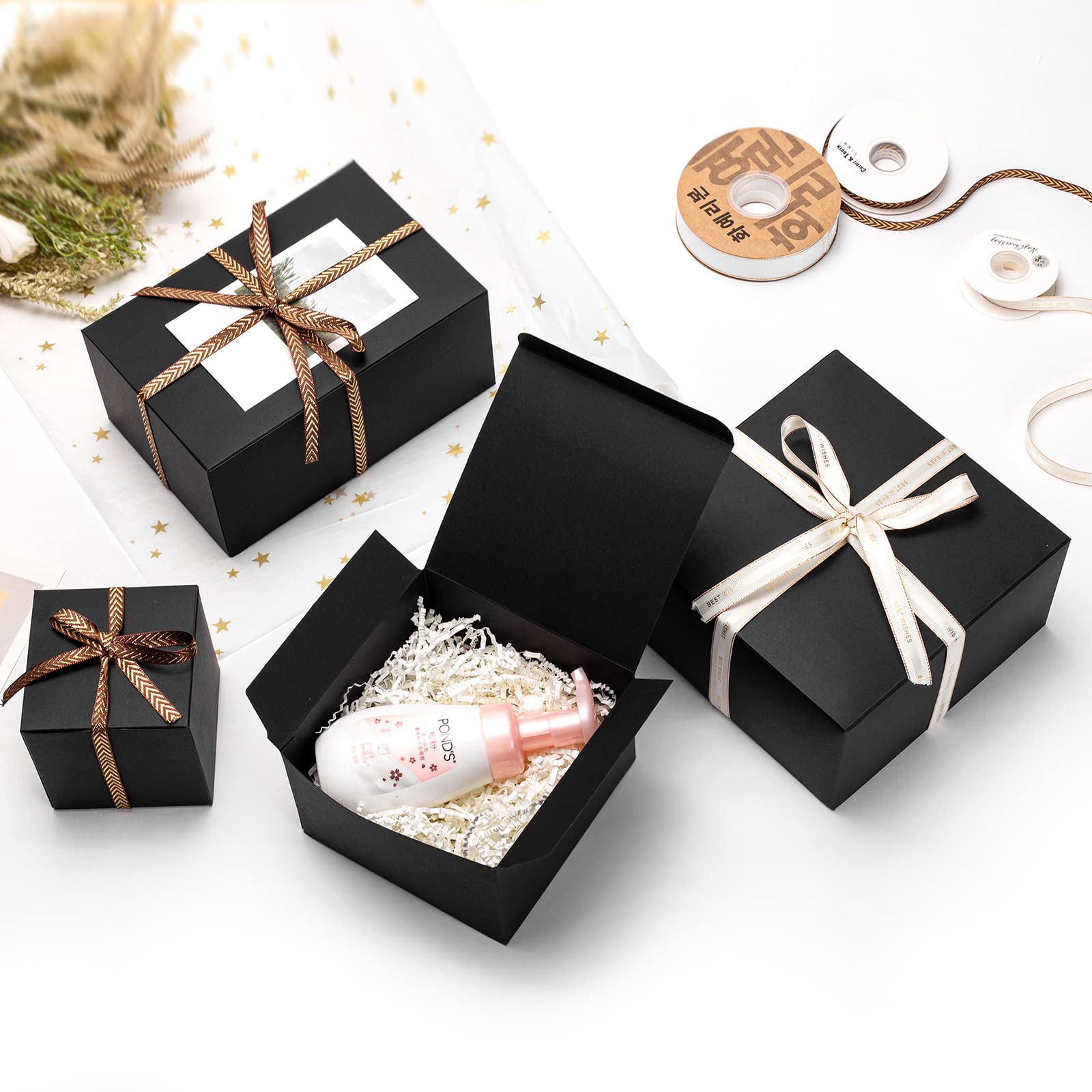 Mcfleet Black Gift Boxes with Lids 9x6x4 Inches 10 Pack Groomsmen Proposal Boxes Cardboard Gift Box for Presents, Craft Boxes for Christmas, Wedding, Graduation, Holiday, Birthday Gift Packaging