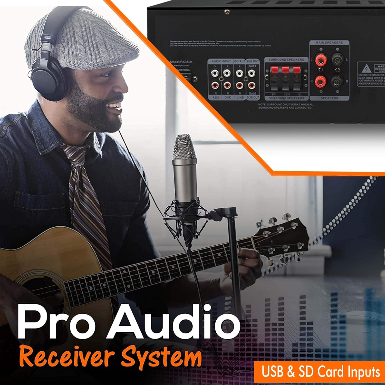 Home Theater System Kit 1000 Watts Professional Home Stereo Receiver with (Qty 4) 5.25” 175 Watts in-Wall in-Ceiling Speakers & Remote Control - Perfect for Home/Office/Bar by Technical Pro