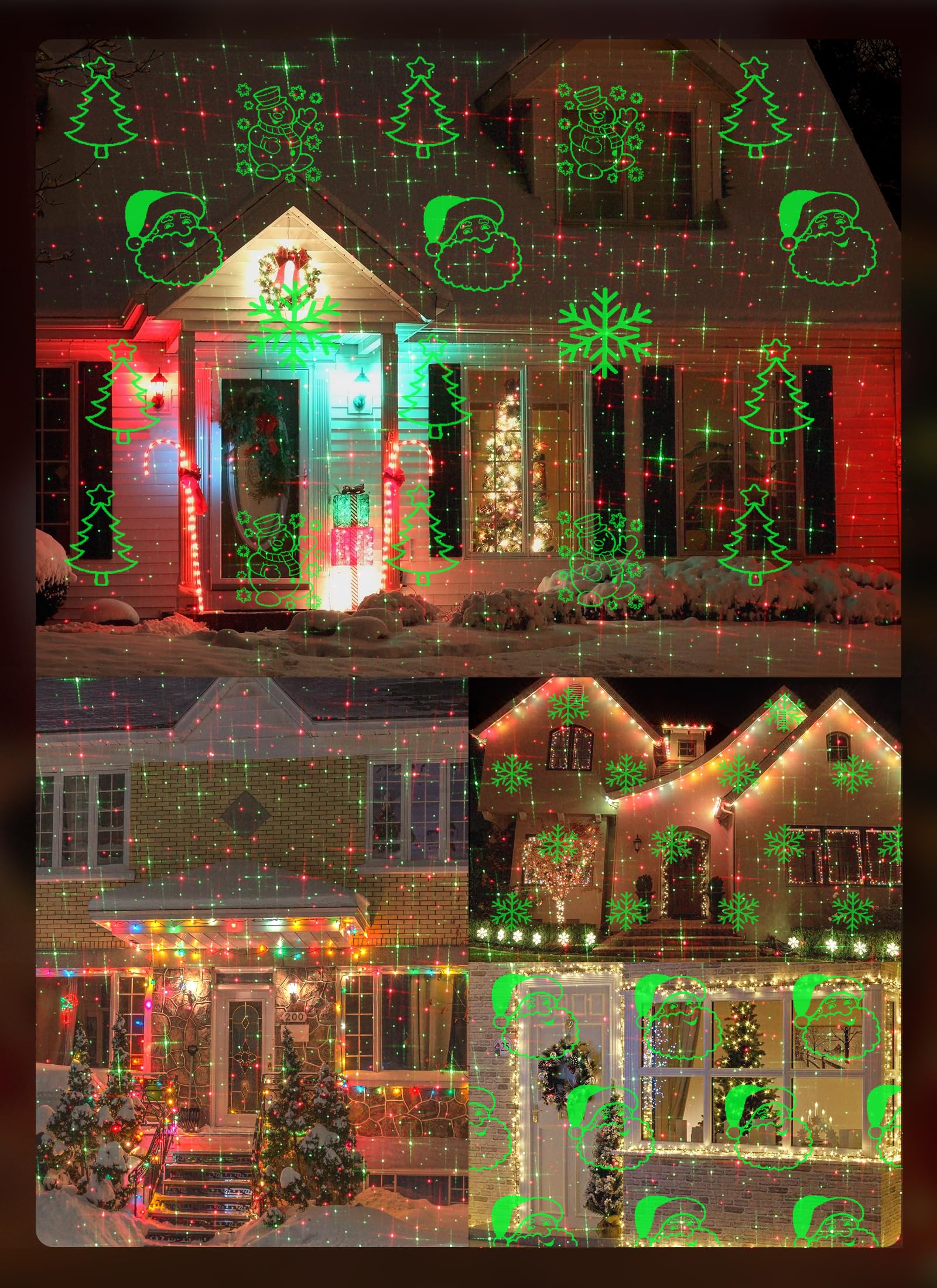 Christmas Projector Lights Outdoor, Party Laser Light Projection 8 Patterns Waterproof with Timer Speed Flash Mode Setting Landscape Spotlight for Indoor House Halloween Holiday Decoration, Red+Green