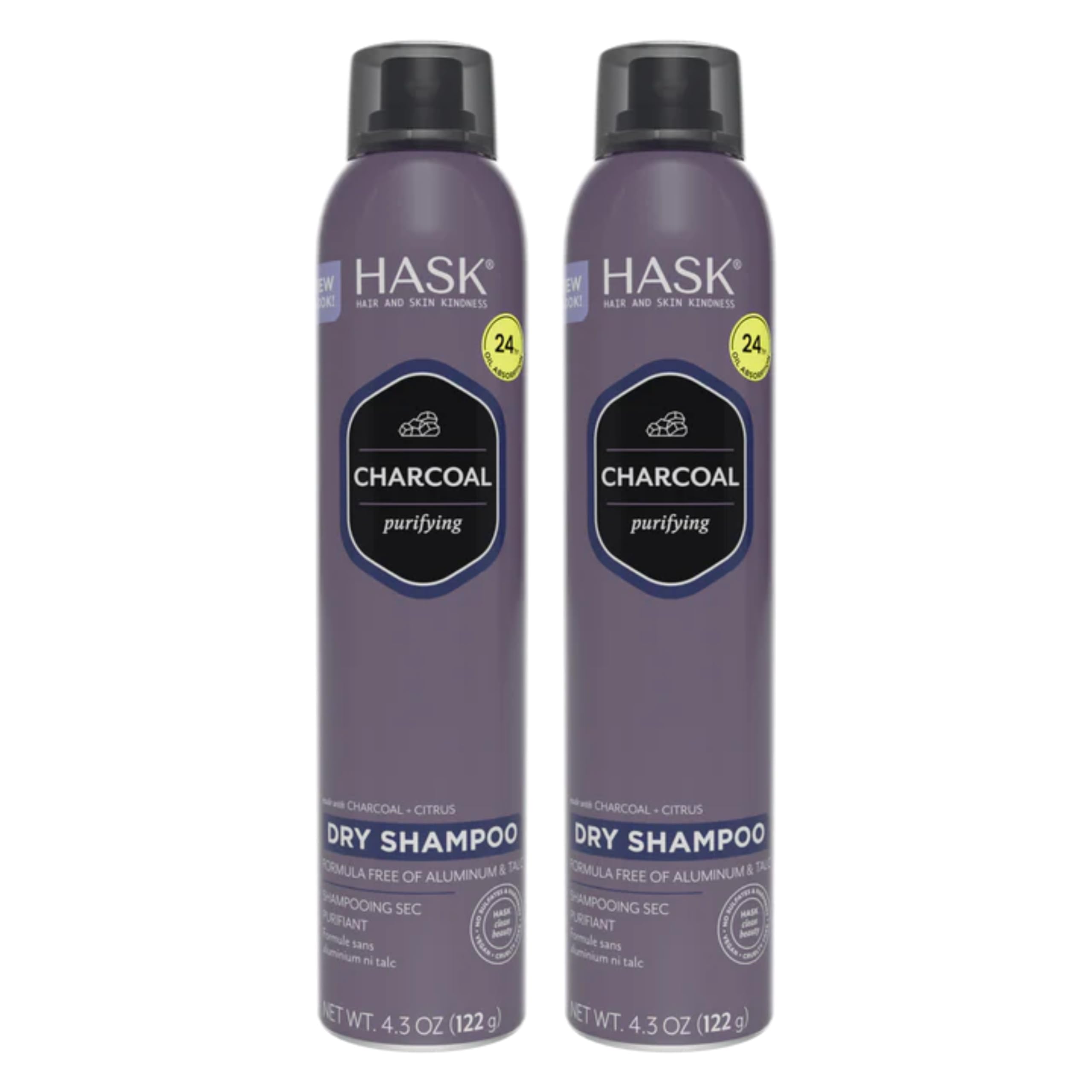 HASK Charcoal Clarifying Dry Shampoo Kits for all hair types, aluminum free, no sulfates, parabens, phthalates, gluten or artificial colors (6.5oz-Qty2)