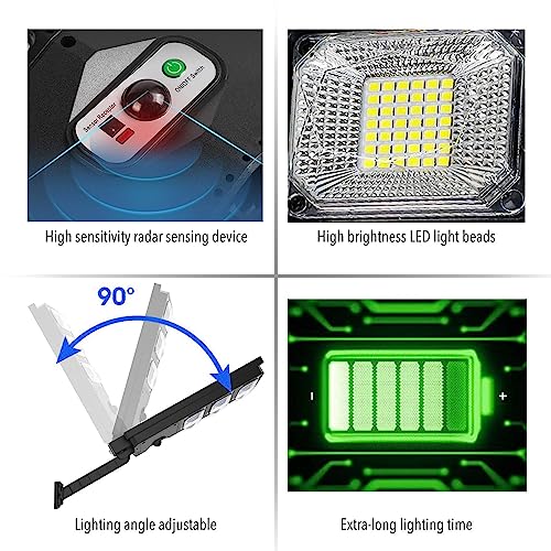 TAAVOP Solar Street Light, 150W LED Solar Flood Lights Outdoor Motion Sensor with Remote Control, 8000LM 3 Modes Solar Lights for Outside, Solar Security Lamp for Parking Lot, Garden, IP65 Waterproof