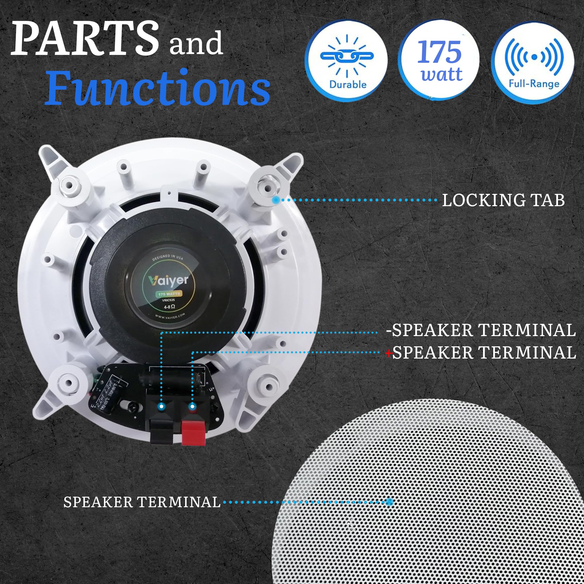 Technical Pro 4 Channel 1600 Watts 8 Speaker Bluetooth Home Theater Receiver System w/ 4 Pairs of 5.25โ Ceiling Wall Mount 2-Way Mid Bass Woofer Ceiling Speakers - Home Theater Kit