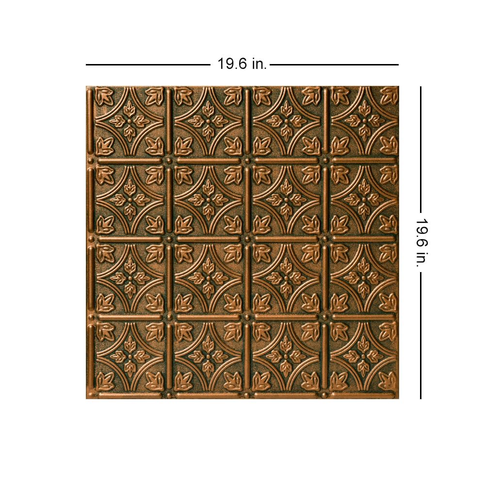 A la Maison Ceilings R125 Emma's Flowers Foam Glue-up Ceiling Tile (21.6 sq. ft./Case), Pack of 8, Antique Bronze