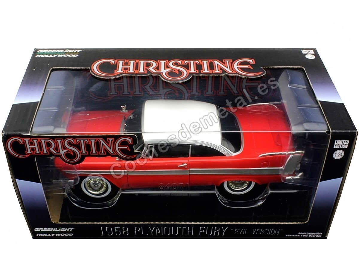 Greenlight 1: 24 Hollywood - Christine - 1958 Plymouth Fury Evil Version (Blacked Out Windows) 84082 Red