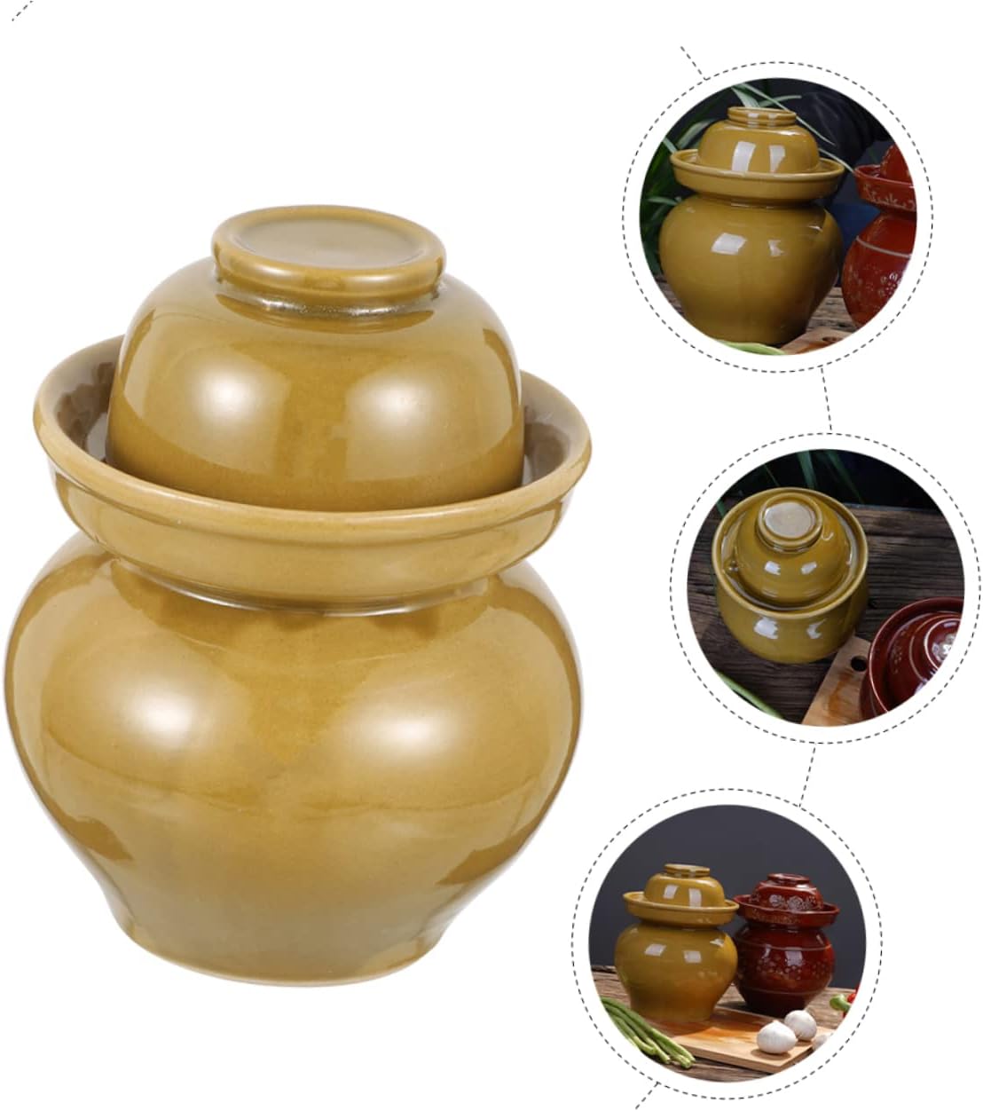 OUSIKA for Container Sealing Chinese Storage Canister Water Vegetables Cansiter with Pickled Egg Jars Sauerkraut Duck Tradition Bottle Crock Capacity Paocai Foods Pickle Jars
