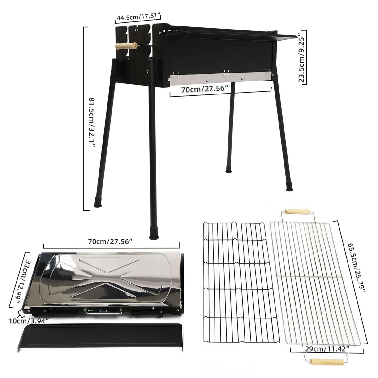 Portable Charcoal Grills 11.42 * 25.79 IN Foldable Camping Barbecue Grill for Outdoor BBQ for Outdoor Cooking Camping Hiking & Any Outdoor Event