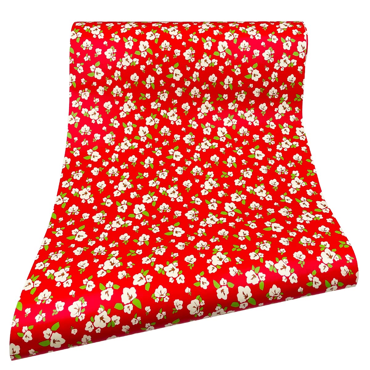 Yifely Vintage Red Shelving Paper Peel & Stick Floral Shelf Liner Countertop Drawer Sticker Redo Old Locker 17.7 Inch by 9.8 Feet