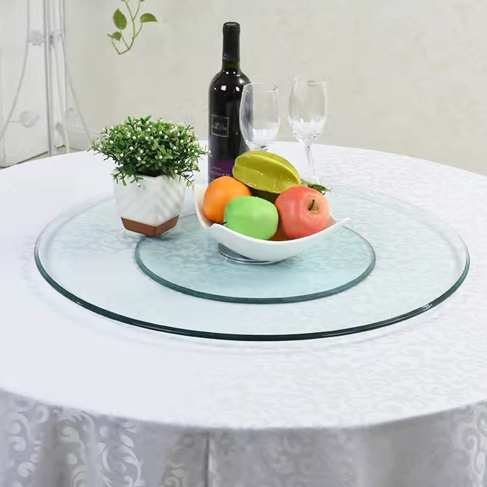 Lazy Susan,Tempered Glass Rotating Tray Tempered Glass Round Turntable Rotating Serving Tray Tempered Glass Lazy Susan for Dining Table Rotating Tray Glass Serving Plate (31 inch)