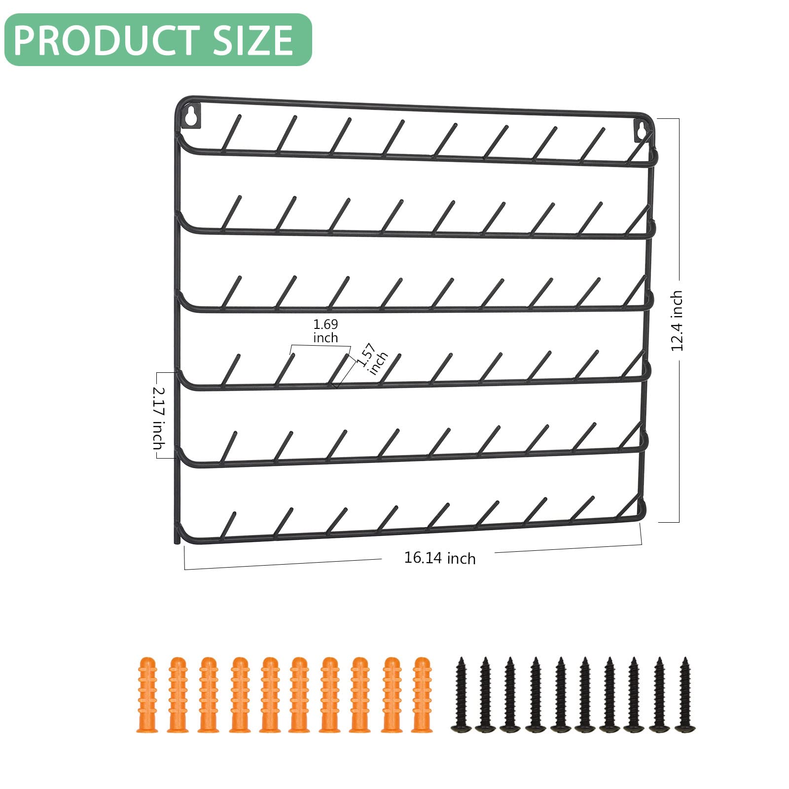HAITRAL 4 Set of 54-Spool Sewing Thread Rack, Wall-Mounted Metal Sewing Thread Holder, Hair-braiding Organizer, Black