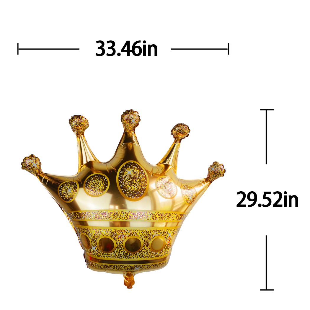 3Pcs Crown Balloons with 20Pcs Gold Confetti Balloons,Crown Foil Helium Balloons for Birthday Wedding Party Decoration (B)