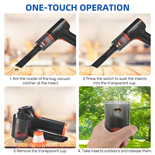 Bug Vacuum Catcher Insect and Spider Catcher Trap, Bug Vacuum for Adults and Kids, Bug Sucker Vacuum with USB Charging & Rechargeable Battery for Moth Cockroach Spider Ant Bedbug and Small Insects