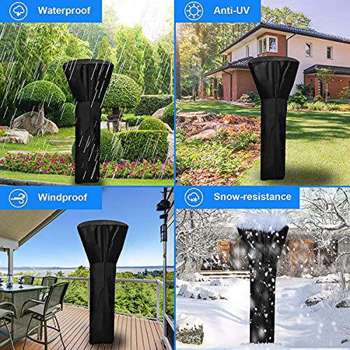 Techson Outdoor Heater Cover, Patio Garden Protective Waterproof Standup Round Heater Covers with Zipper (Black, 89 x 33 x 19 inches)