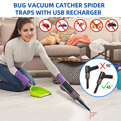 Bug Vacuum Catcher Insect and Spider Catcher Trap, Bug Vacuum for Adults and Kids, Bug Sucker Vacuum with USB Charging & Rechargeable Battery for Moth Cockroach Spider Ant Bedbug and Small Insects