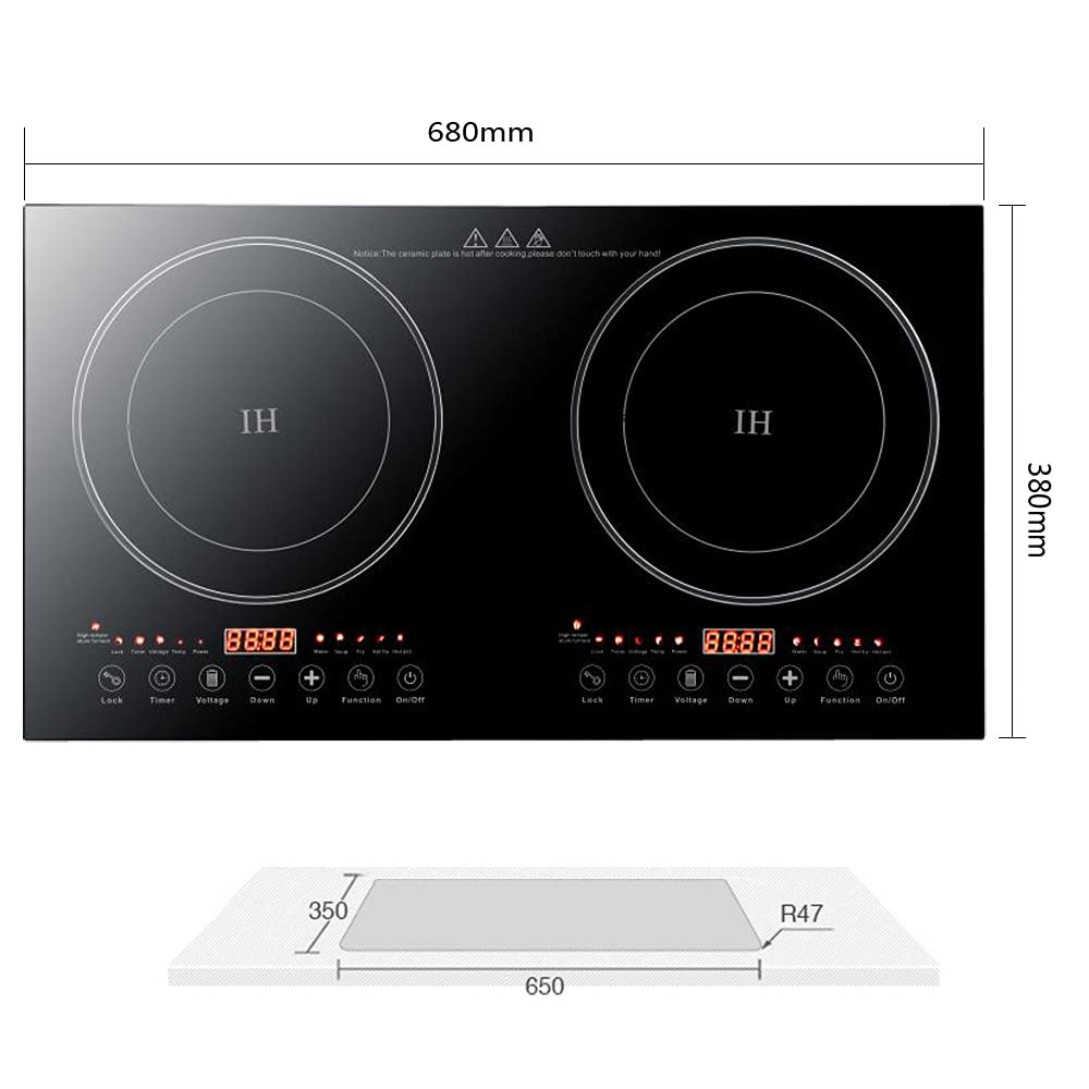 DOONARCES 110V Dual Induction Cooktop Portable Electric Induction Cooker Double Built-in Burners Countertop with 8 Firepower&Time Temp. Control for Kitchen Camping (1200W+1200W/Dual Induction)