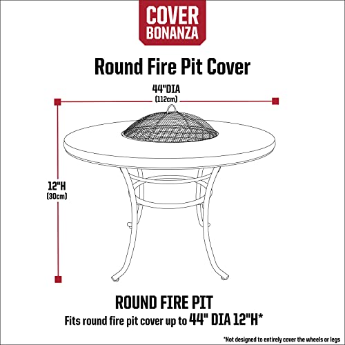 Cover Bonanza 56-399-010401-RT Round, 44 x 12 Inch Fire Pit Cover, Grey, Patio Furniture Covers