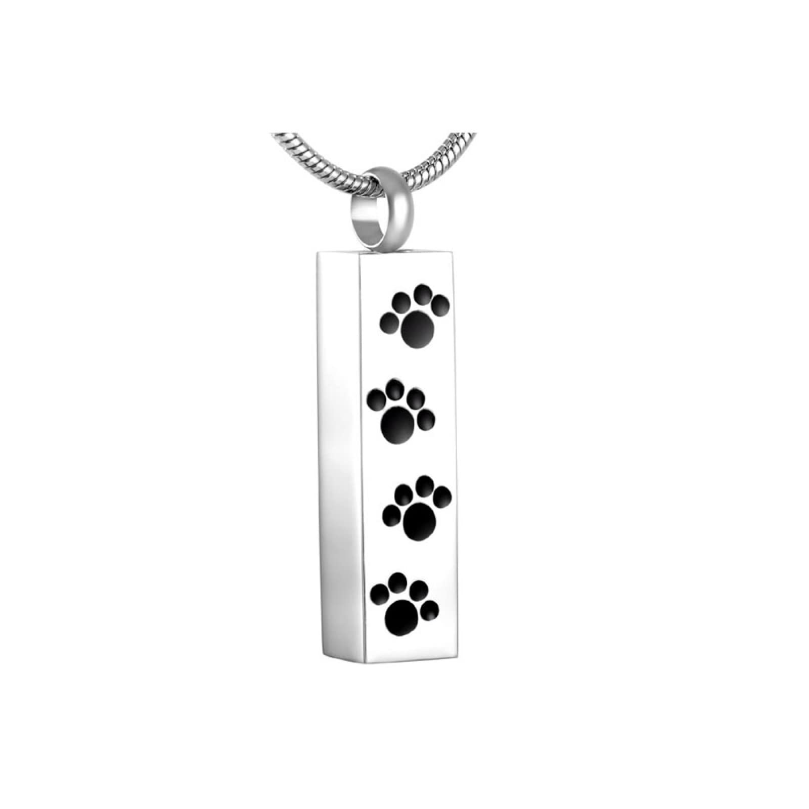 VEKETE Pet Urn Pendants For Ashes Stainless Steel Paw Print Keepsake Cremation Jewelry Necklace For Dog Cat