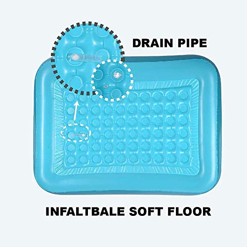 Inflatable Pools, Kiddie Pools, Inflatable Family Swim Play Center Pool with Soft Floor, 82" & 59" Durable Swimming Pool, Summer Water Fun for Garden or Backyard or Indoor (82Green&59Green)